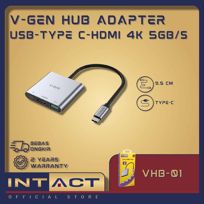 Jual USB Type C HUB V-GeN VHB-01 3 in 1 USB 5Gbps Type C PD 90W HDMI 4K - Jakarta Pusat - Intact ...