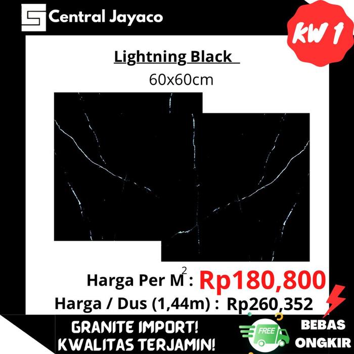 Jual Granit / Granite Tile Microcrystal 60x60 Lightning Black - Jakarta ...