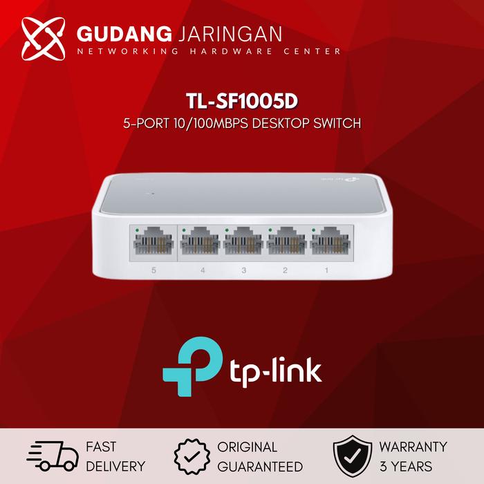 Jual TP-LINK TL-SF1005D 5-Port 10/100Mbps Desktop Switch TPLINK 5 PORT ...