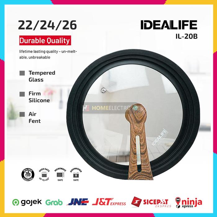Jual IDEALIFE IL-20B Tutup Panci Kaca Multi Size 22 24 26 cm Glass Lid ...