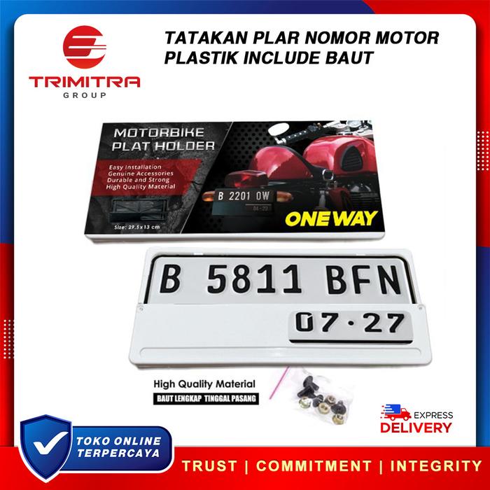 Promo Dudukan Tempat Plat Nomor Motor Frame Cover Plat Motor PUTIH Set ...