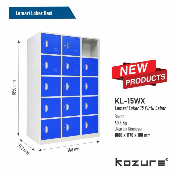 Jual Lemari locker karyawan 15 pintu KOZURE seri KL-15 WX - Jakarta ...