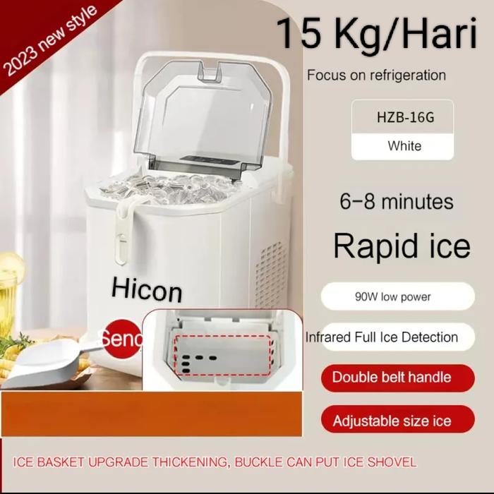 Jual Mesin Es Kristal Hicon Hzb-16g Ice Maker 15 Kg Per Hari Double Handle Di Seller Shin Store ...