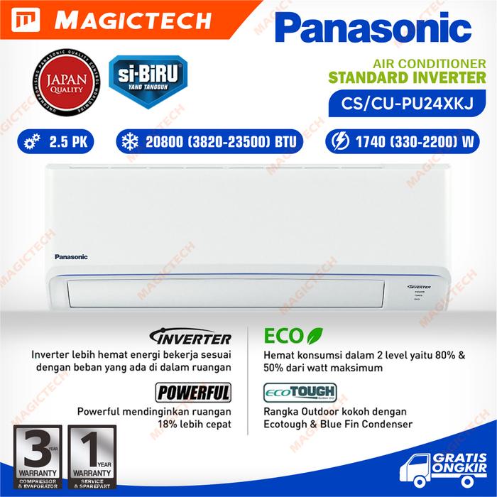 Jual AC PANASONIC 2,5 PK CS/CU-PU24XKJ / 24XKJ SI BIRU INVERTER - R32 ...