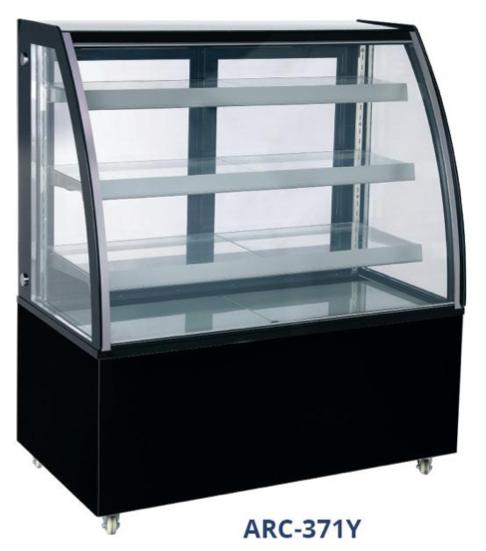 Jual GEA Curved Glass Cake Showcase ARC-371Y / Showcase Pendingin Kue ...