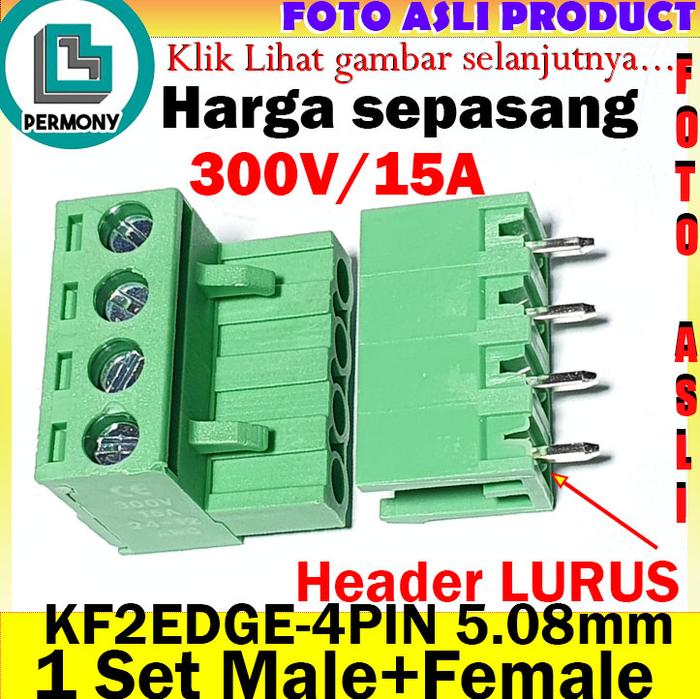 Jual Terminal blok 4pin 5.08mm elbow kf2edg-4p pcb connector 1 Set 4 ...