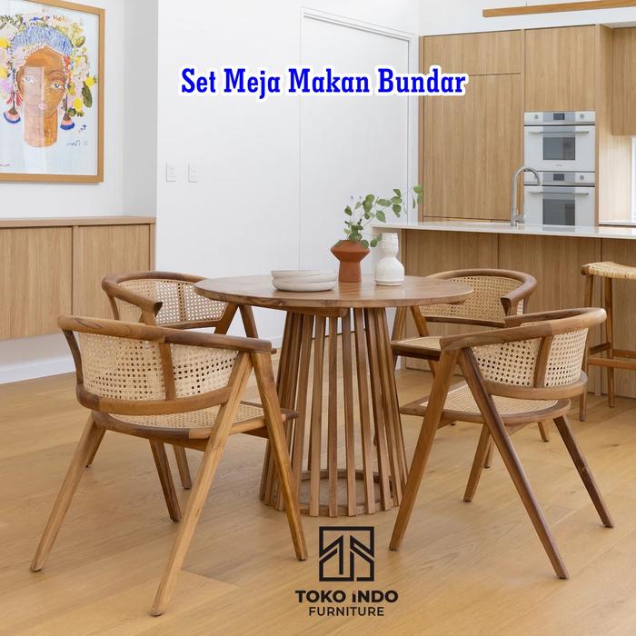 Jual Meja Makan Minimalis 4 Kursi, Kursi Makan Rotan, Dining Set Table Jati - Kab. Jepara - Toko ...