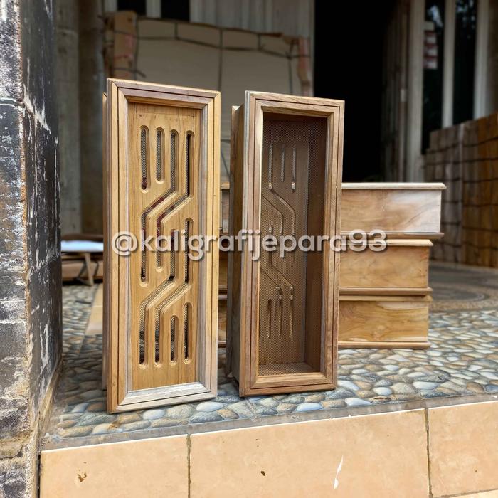 Jual Loster Kayu Jati Ukiran, Roster Kayu Jati Lis Double 40x20cm - Kab ...