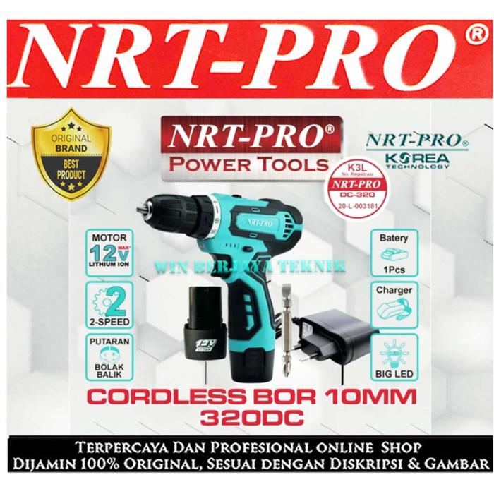 Jual NRT-PRO 320 DC Mesin Bor Cordless Drill Screwdriver 12V 320DC ...