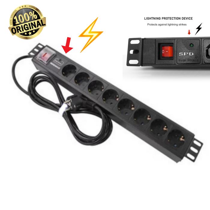 Jual PDU Power Distributing Unit 8 Socket Server Rack + Surge protector ...