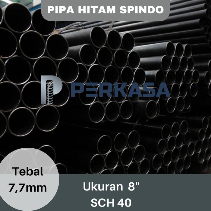Jual Pipa Hitam SCH 40 Spindo ukuran 8"inchi tebal 7,7mm - Kota Bekasi - Besi Perkasa | Tokopedia