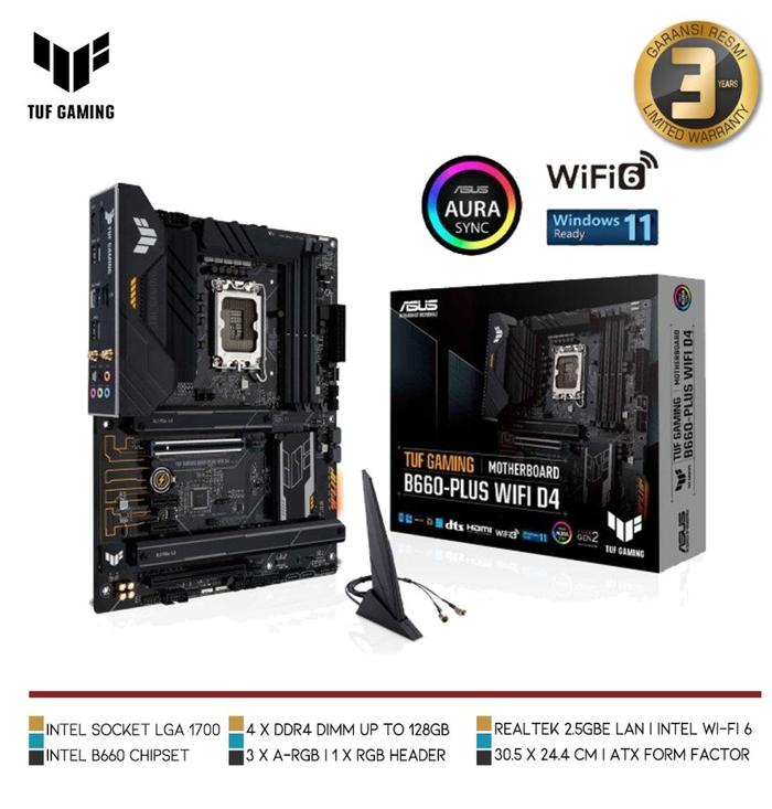 Jual ASUS TUF Gaming B660 PLUS WIFI D4 ( B660, LGA 1700, DDR4 ) ATX Gen 12 - Jakarta Utara - tf ...