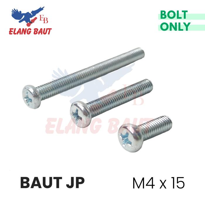 Jual Baut JP M4x15 (100 Pcs) / JP 4x15 Kepala Obeng Plus M4 x 15 Pan Head - Kota Bekasi - Elang ...