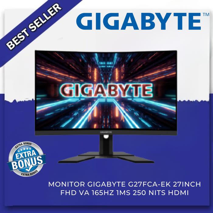 Jual Monitor Gigabyte G27FCA-EK 27inch FHD VA 165Hz 1ms 250 nits HDMI ...