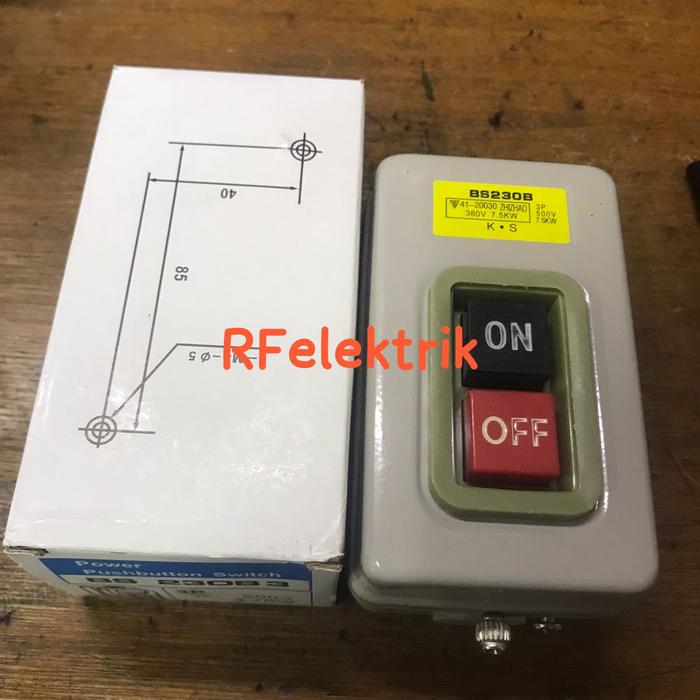 Jual Push Button BS230B3 3P 500V 3.7KW Power Pushbutton Switch On Off ...