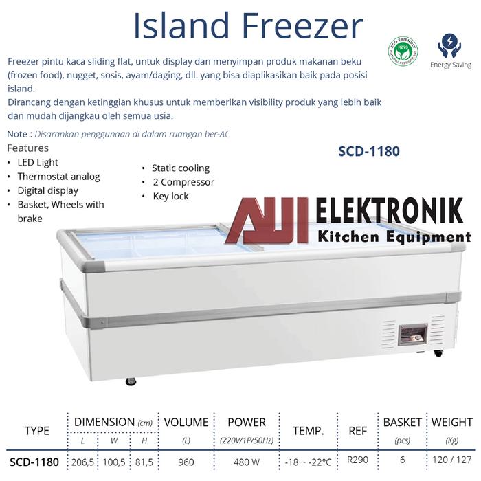 Jual Gea SCD-1180 Island Freezer - Freezer Pembeku Pintu Kaca Datar ...