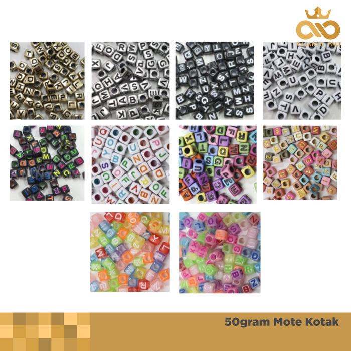 Jual 50gram Mote KOTAK Alfabet / Abjad / Huruf / Abjat - 8.kotakpastel ...