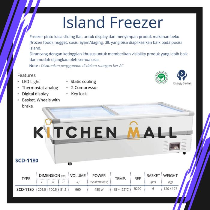 Jual Gea SCD-1180 Island Freezer - Freezer Pembeku Pintu Kaca Datar ...