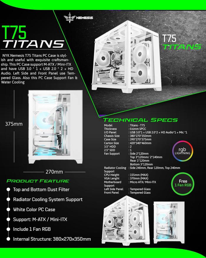 Jual Nyk Nemesis Casing Gaming T75 Titans Di Seller Kingyo - Cengkareng ...