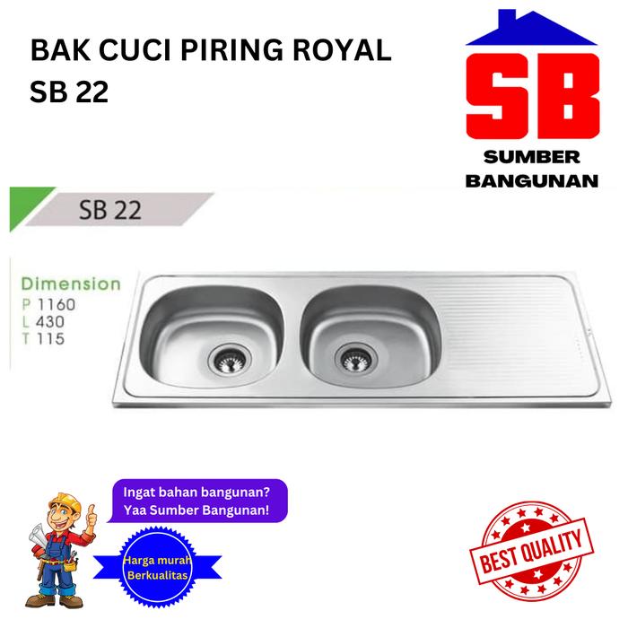 Promo BAK CUCI PIRING ROYAL SB 22 WASTAFEL DAPUR SINK DUA DOUBLE 2 LBG ...