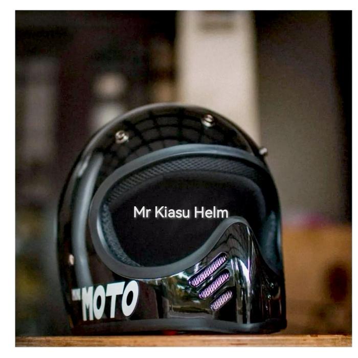 Promo helm cakil black hitam helm retro klasik harley cafe racer - Kota ...