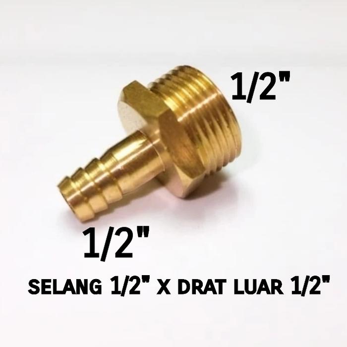 Jual Neple selang drat luar 1/2" x 1/2" inch Hose Nepel nipple kuningan ...