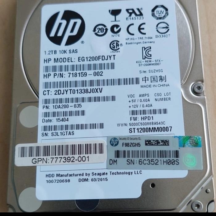 Jual HARDISK SERVER SAS 2,5 INCI HP 1,2 TB 10K LIKE NEW - Jakarta Pusat ...