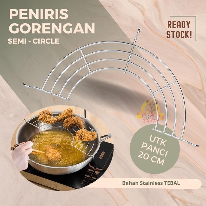 Jual peniris panci 20cm saringan gorengan HALF CIRCLE stainless TEBAL ...