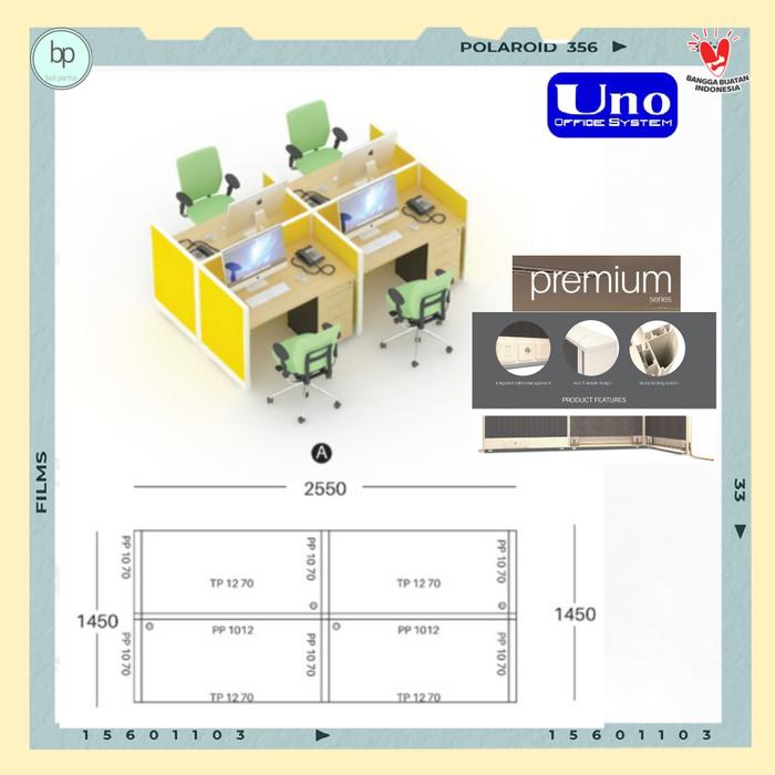 Jual Meja Kerja Staf Partisi Kantor Konfigurasi 4 Staf Tinggi 100cm-1 ...