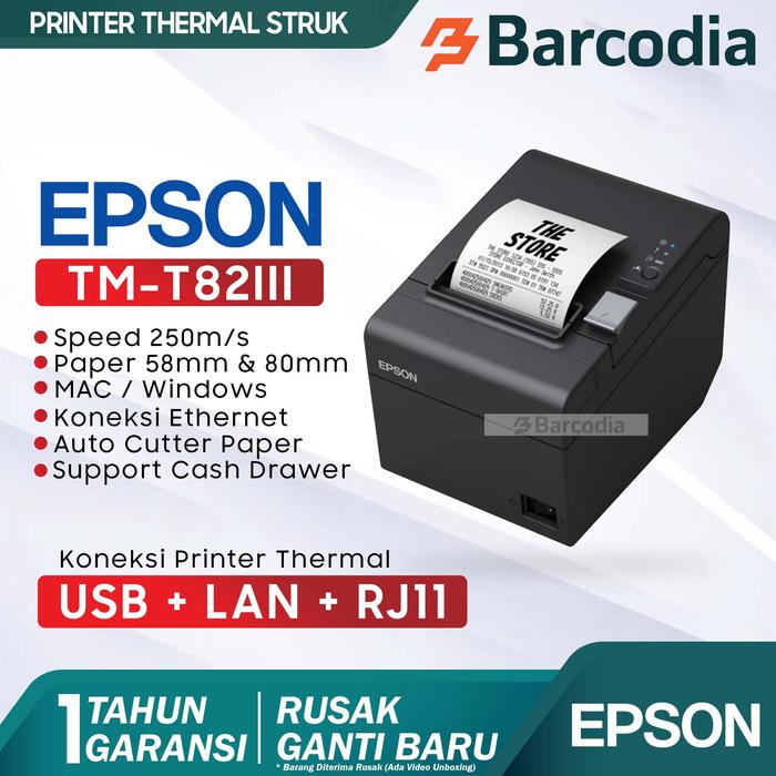Promo EPSON Printer Pos Kasir Thermal TMT82III USB+LAN TM-T82III TMT82 ...