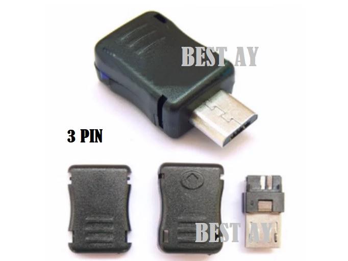 Jual Micro USB 3P 3 Pin T Port Male Plug Socket Complete Connector ...