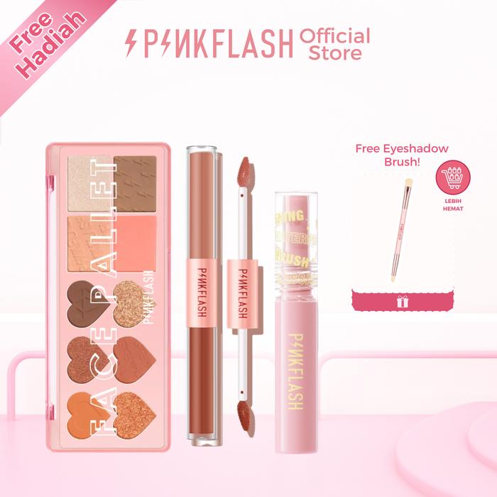 Promo PINKFLASH Eyeshadow Palette + Mascara + 2in1 Dual Shade Lip Cream Set - Kab. Tangerang ...