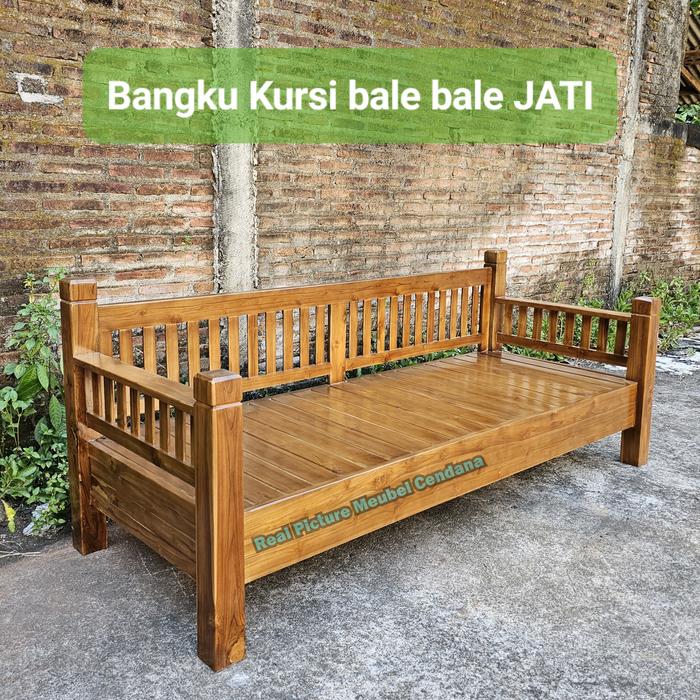 Jual kursi bale bale minimalis asli kayu jati 200 x 80 cm / kursi teras ...