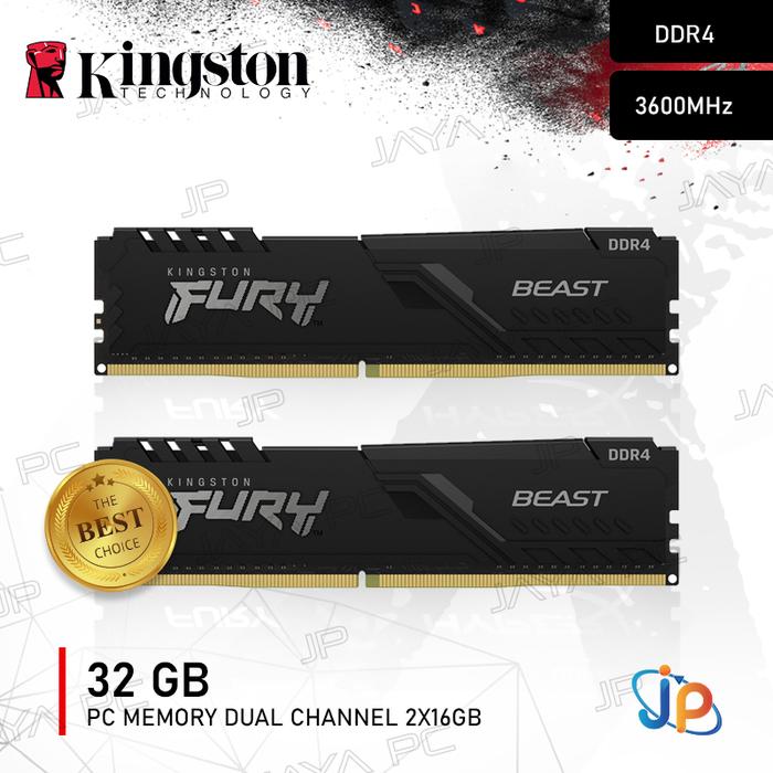 Promo Memory Kingston Fury Beast PC28800 3600Mhz DDR4 32GB - 2x16GB Ram ...