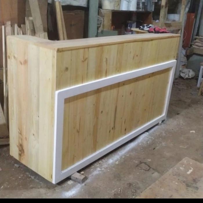 Jual meja kasir resepsionis kayu jati Belanda 2 meter model lurus ...