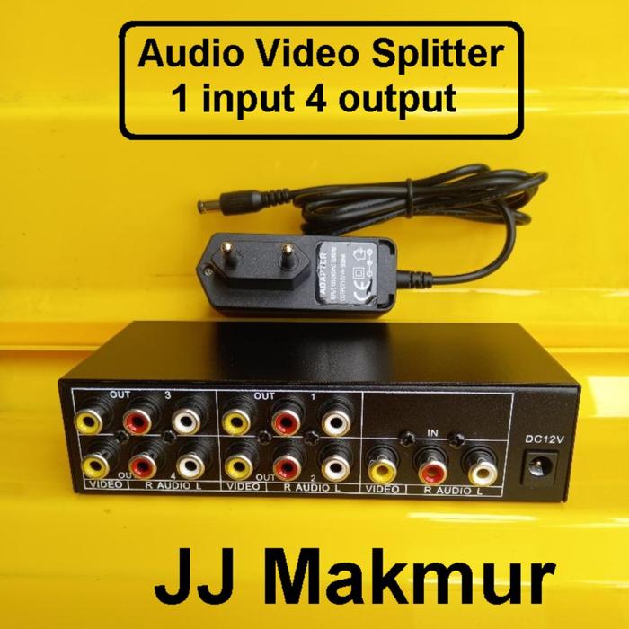 Jual Splitter RCA Audio VIdeo 1 input - 4 output AMP AV cabang 4 load ...