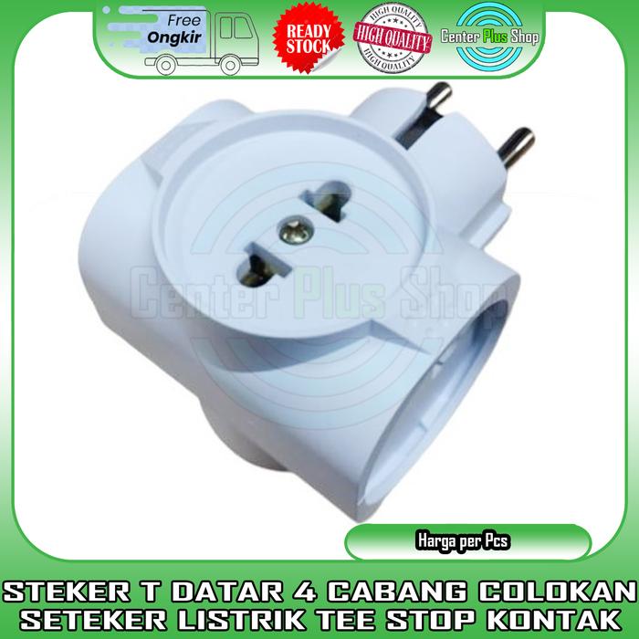 Jual Steker T Datar 4 Cabang Lubang Colokan Listrik Seteker Sambungan ...