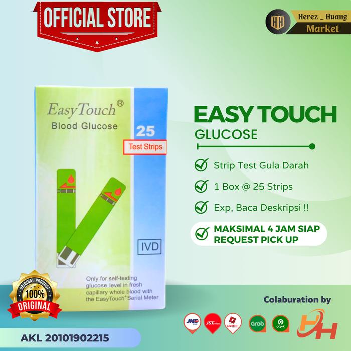 Jual Easy Touch Glucose 25 Strips Original / Easy Touch Test Gula Darah ...