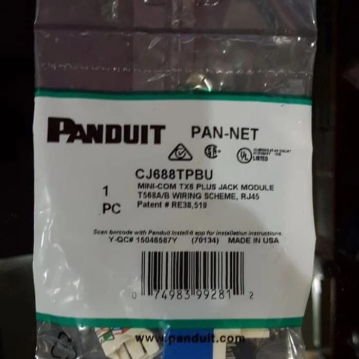 Jual modular Panduit Cat6 / Jack RJ45 Cat6 PAN-NET (CJ688TPBU) Original ...