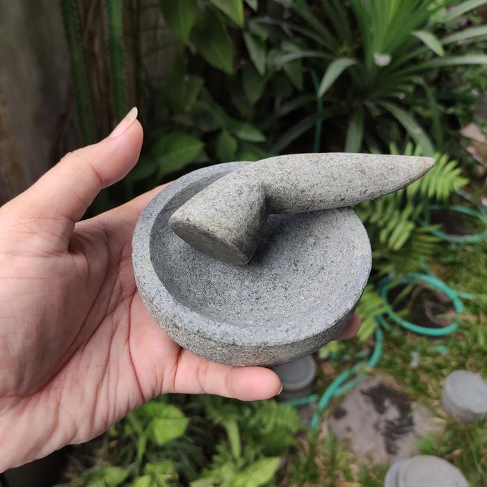 Jual Cobek Batu Kali Super Halus 10cm + Ulekan (Kecil Mungil Mini ...