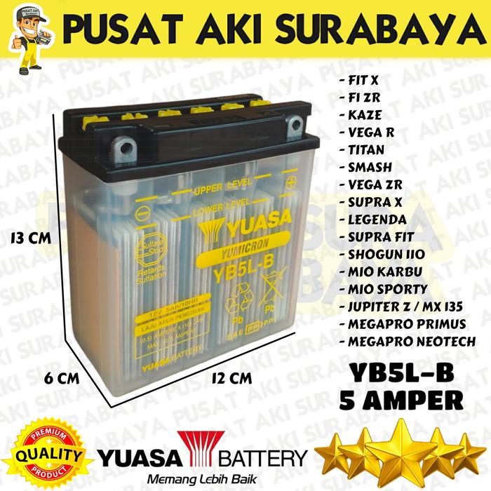 Jual YUASA YB5LB 5AH ACCU BASAH MOTOR ASTREA PRIMA GRAND SMASH TITAN SUPRA - Kota Surabaya ...