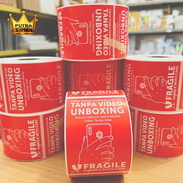 Jual Per Roll Stiker Unboxing 7x5cm Fragile Sticker Label Video ...
