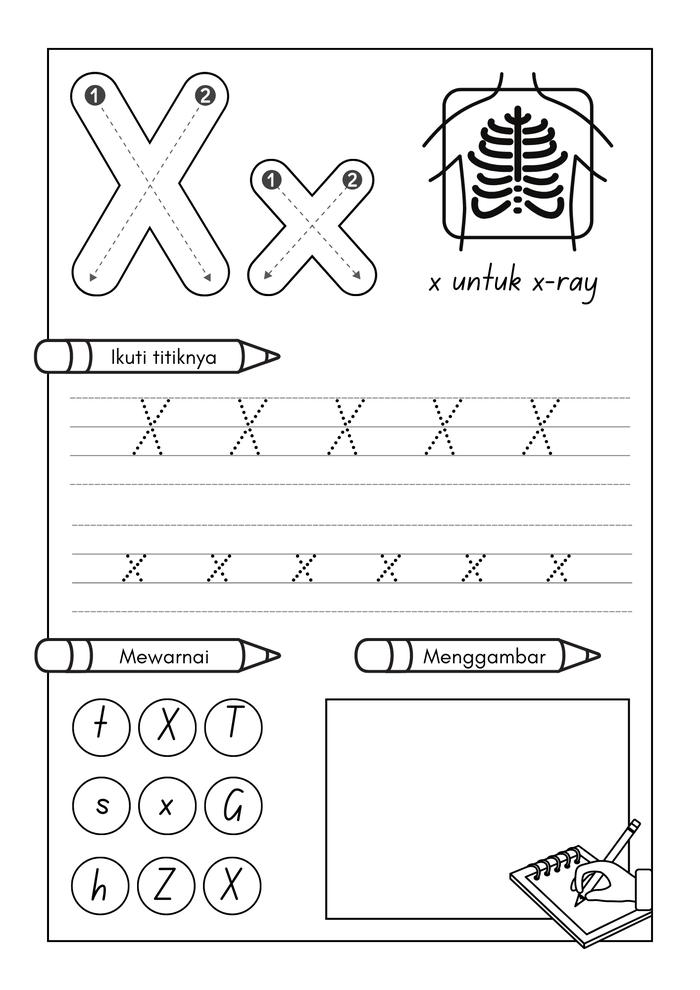 Jual GAMBAR ABJAD - BELAJAR ALPHABET - BELAJAR HURUF - X - Kab ...