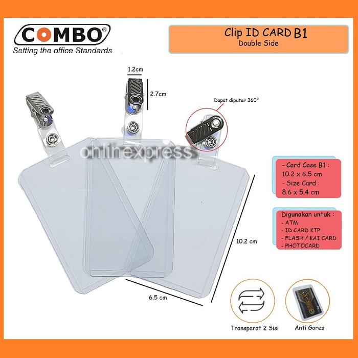Jual ID Card Case B1 + Clip Besi Embos / Card Case Plastik / Name Tag ...