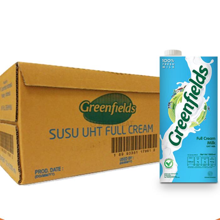 Jual SUSU UHT GREENFIELDS FULL CREAM PLAIN 1 KARTON | GREENFIELD MILK 1 ...