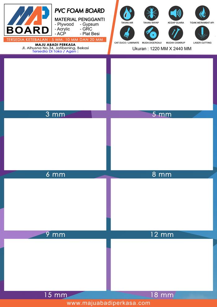 Jual POTONGAN PVC BOARD / PVC FOAM BOARD / MAP BOARD 3MM UKURAN 80X60 ...