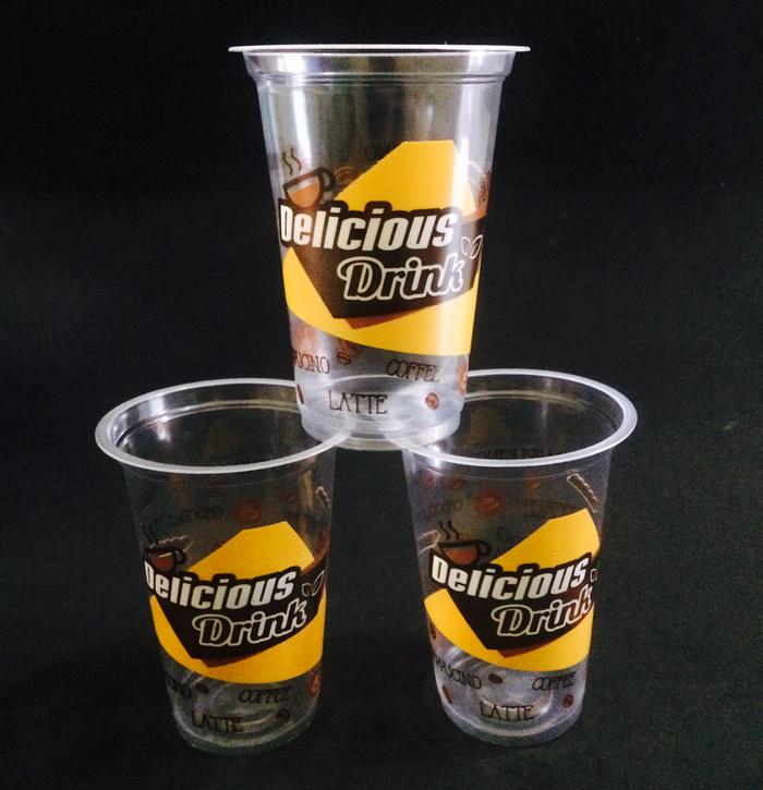 Jual Gelas pelastik motif Delicious 16oz, merek starindo untuk teh poci ...