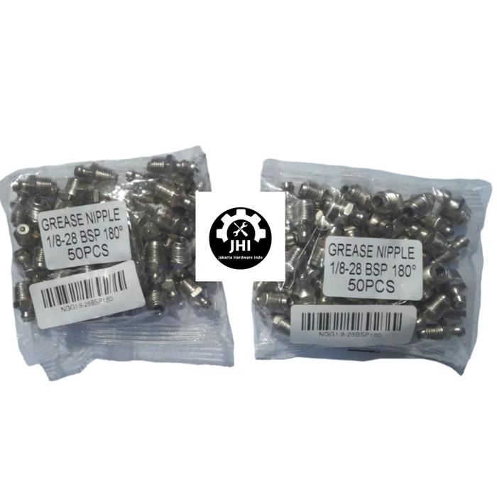 Jual ISI 50 PCS NIPPLE GREASE LURUS 1/8*28 BSP NEPEL GREASE STEEL ...
