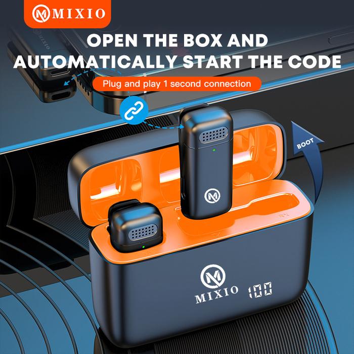 Jual Mixio W12 Wireless Dual Lavalier Microphone Plug & Play Mic ...