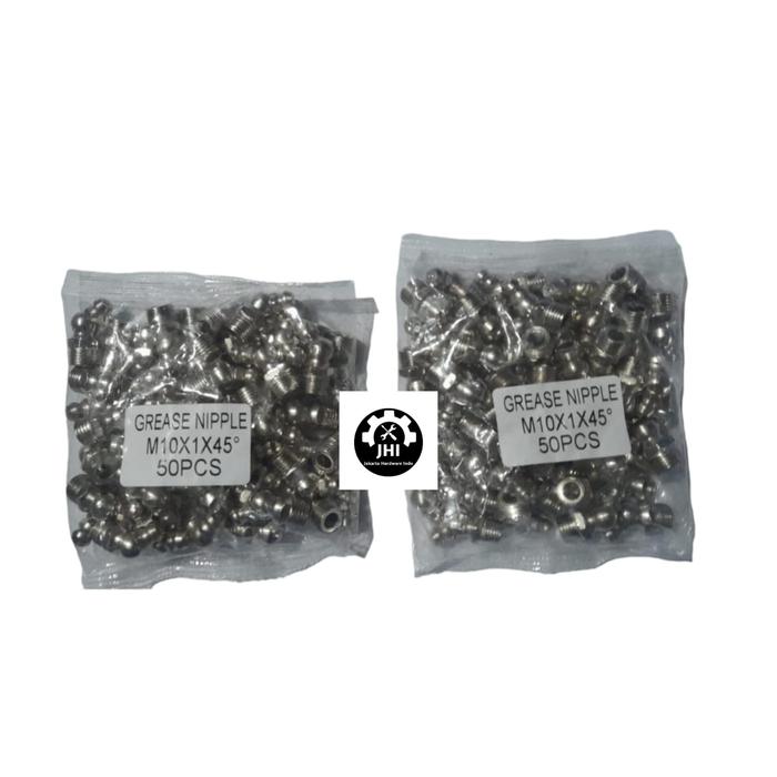 Jual ISI 50 PCS NIPPLE GREASE 10MM M10*1*45° / NEPEL GEMUK STEEL CHROME ...